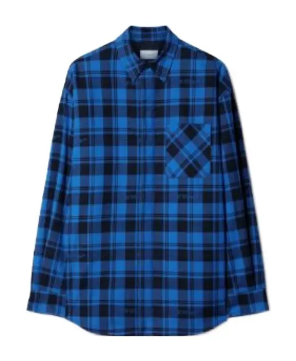 Off-White Checked Long-sleeved Shirt - Blue