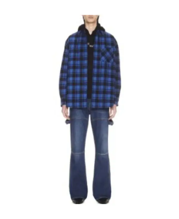 Off-White Checked Long-sleeved Shirt - Blue