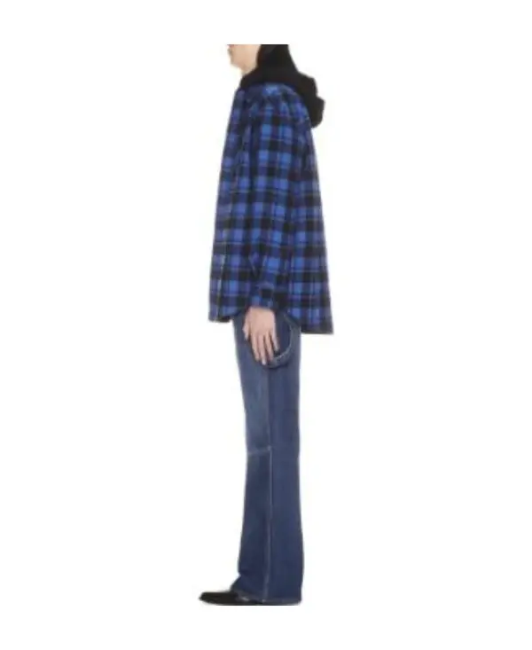 Off-White Checked Long-sleeved Shirt - Blue