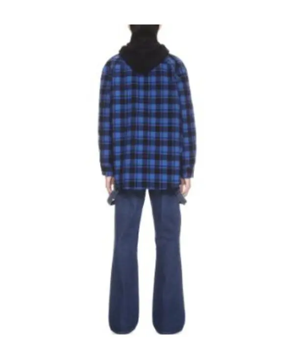 Off-White Checked Long-sleeved Shirt - Blue