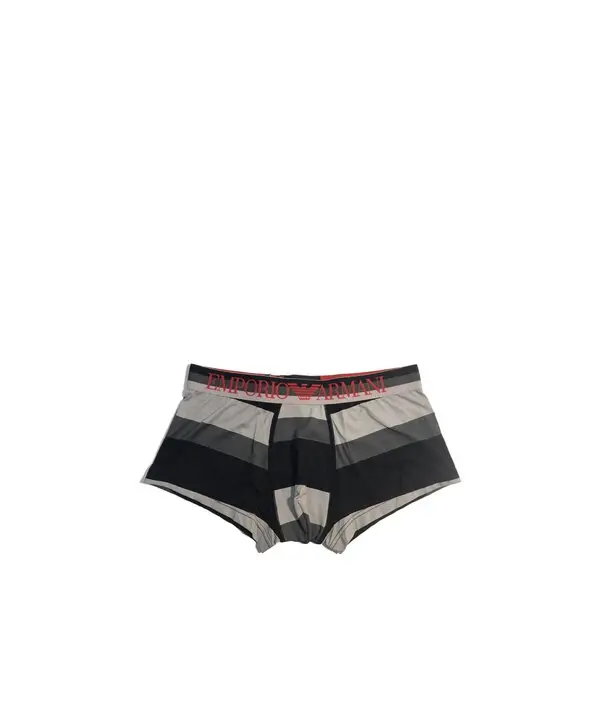 Emporio Armani Logo Striped Panties - Black