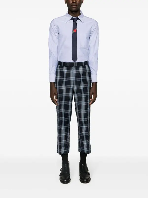 Thom Browne Rwb Striped Long-sleeved Shirt - Light Blue