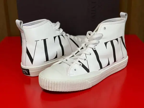 Valentino Garavani High-top Lace-up Sneakers With Vltn Logo