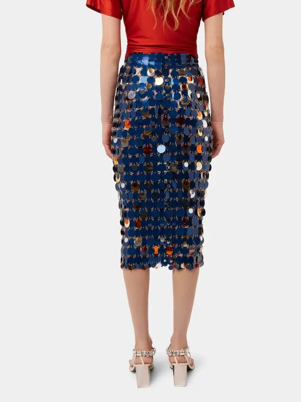 Rabanne High-waisted Sequined Midi Skirt - Blue