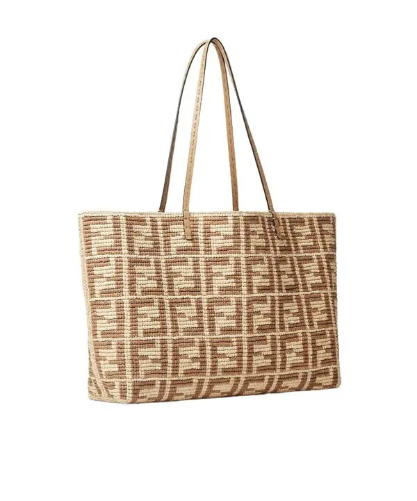 Fendi Large Ff Crochet Tote Bag - Beige