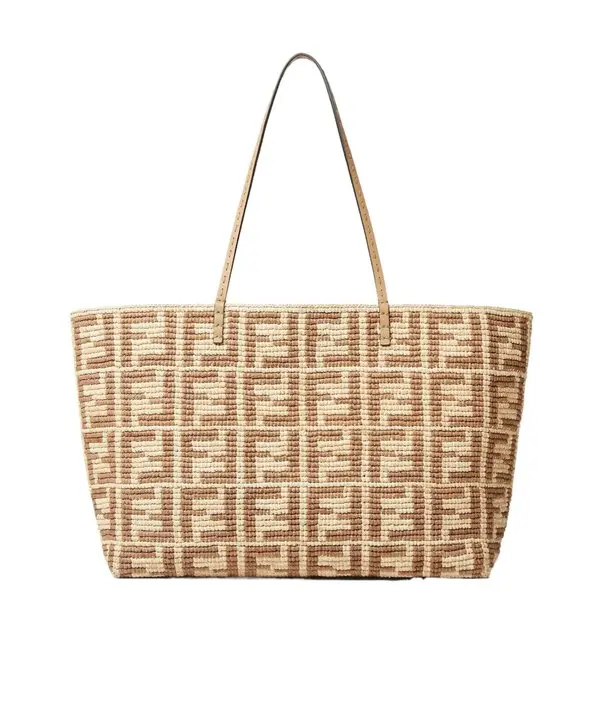 Fendi Large Ff Crochet Tote Bag - Beige
