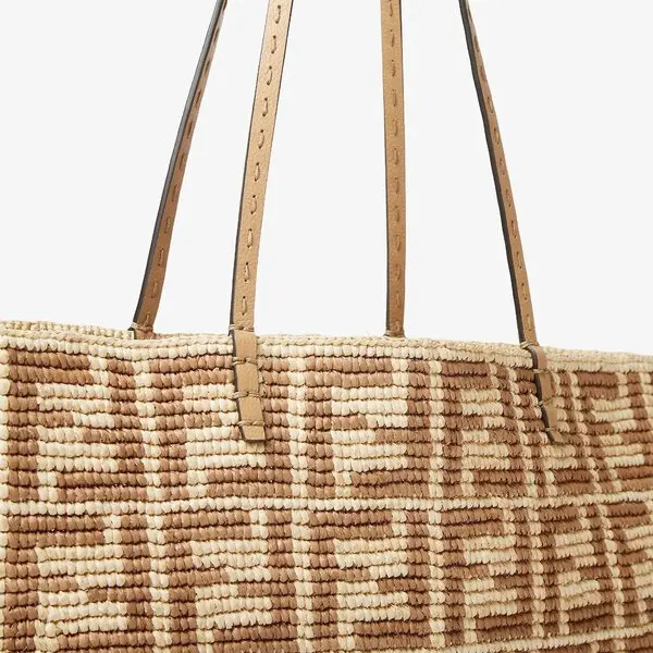 Fendi Large Ff Crochet Tote Bag - Beige