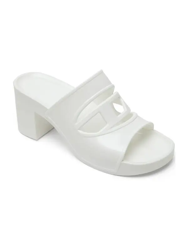 DIESEL® Sa-bonnie Mules With Cut-out Logo Detail - White