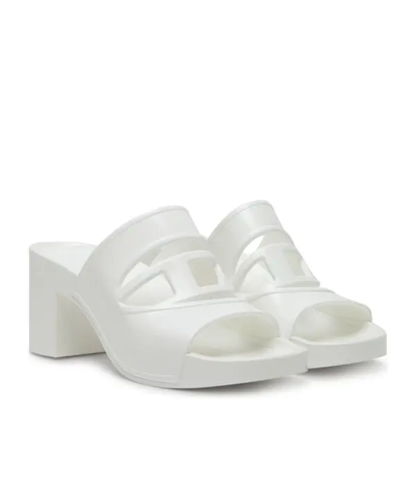 DIESEL® Sa-bonnie Mules With Cut-out Logo Detail - White
