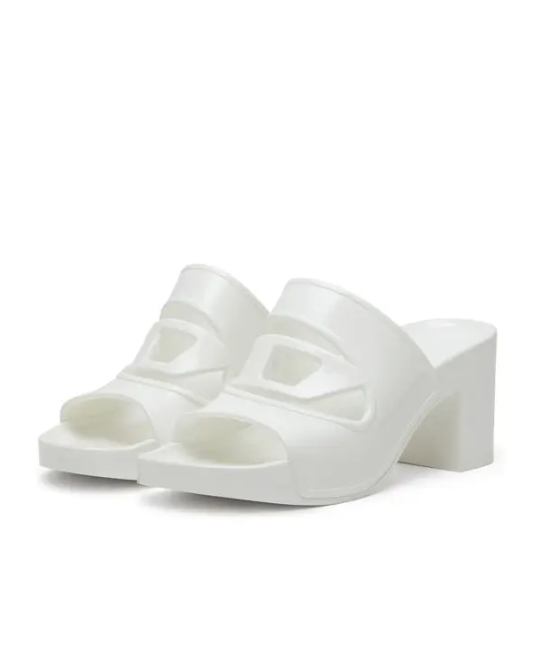 DIESEL® Sa-bonnie Mules With Cut-out Logo Detail - White