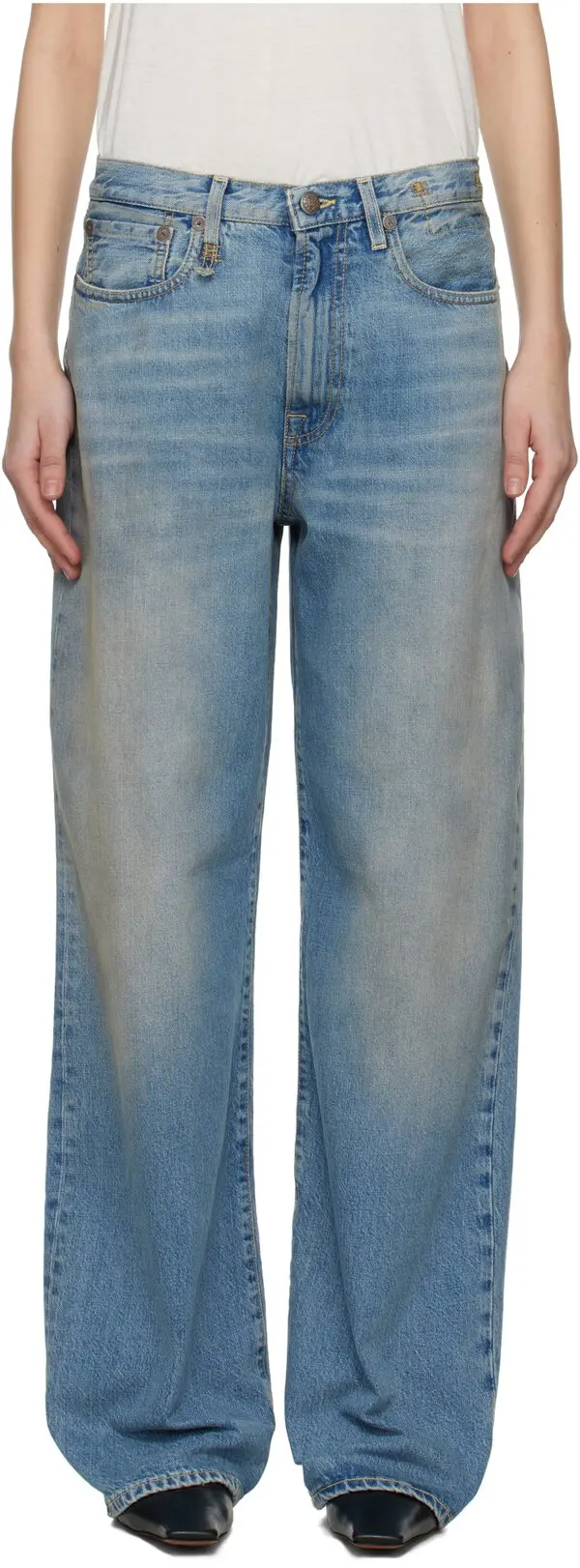 R13 Wide-leg Distressed Jeans - Blue