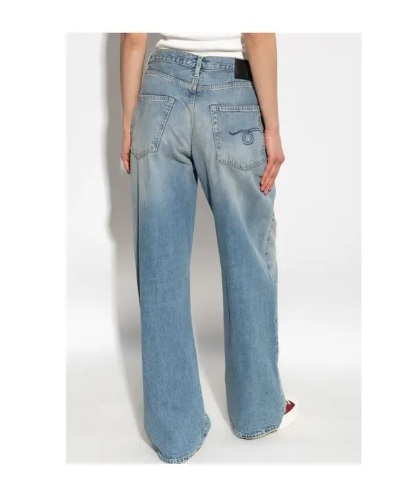 R13 Wide-leg Distressed Jeans - Blue