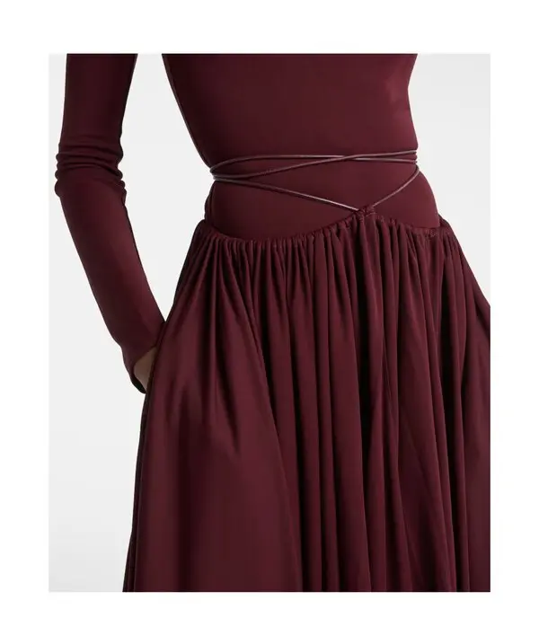 Alaïa Long-sleeved High Collar Pleated Dress