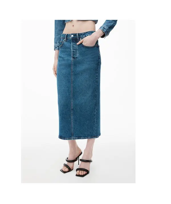 Alexander Wang Denim Midi Skirt - Denim Blue