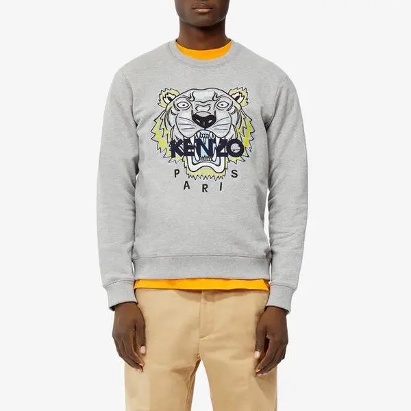 Kenzo Tiger Head Embroidered Crewneck Sweatshirt - White