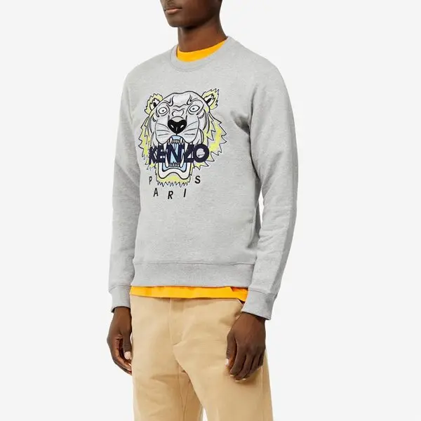 Kenzo Tiger Head Embroidered Crewneck Sweatshirt - White