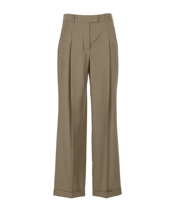 THE ROW Sorina Pleated Turn-up Pants - Gray