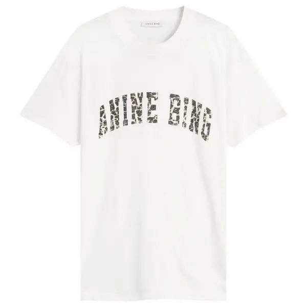 ANINE BING Walker Leopard Print Logo T-shirt - White