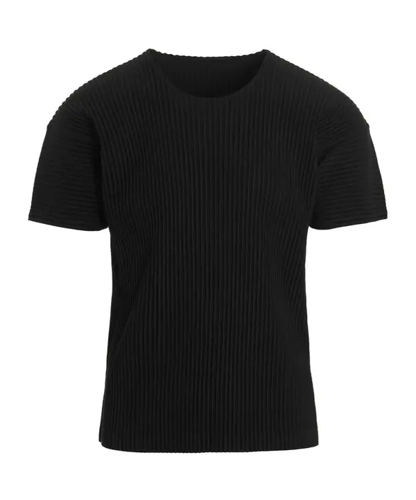 Issey Miyake Homme Plissé Pleated Crewneck T-shirt - Black