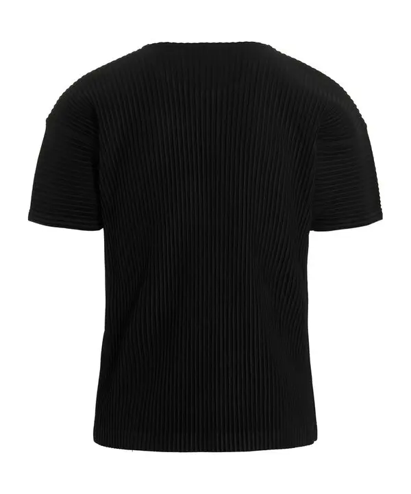 Issey Miyake Homme Plissé Pleated Crewneck T-shirt - Black