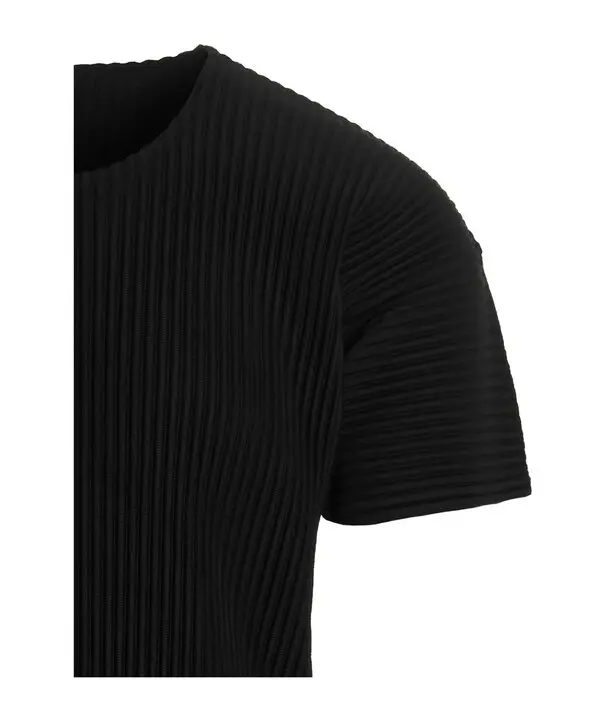 Issey Miyake Homme Plissé Pleated Crewneck T-shirt - Black