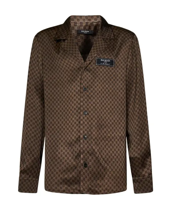 Balmain Monogram-print Satin Shirt