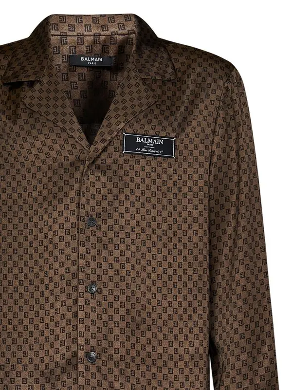 Balmain Monogram-print Satin Shirt