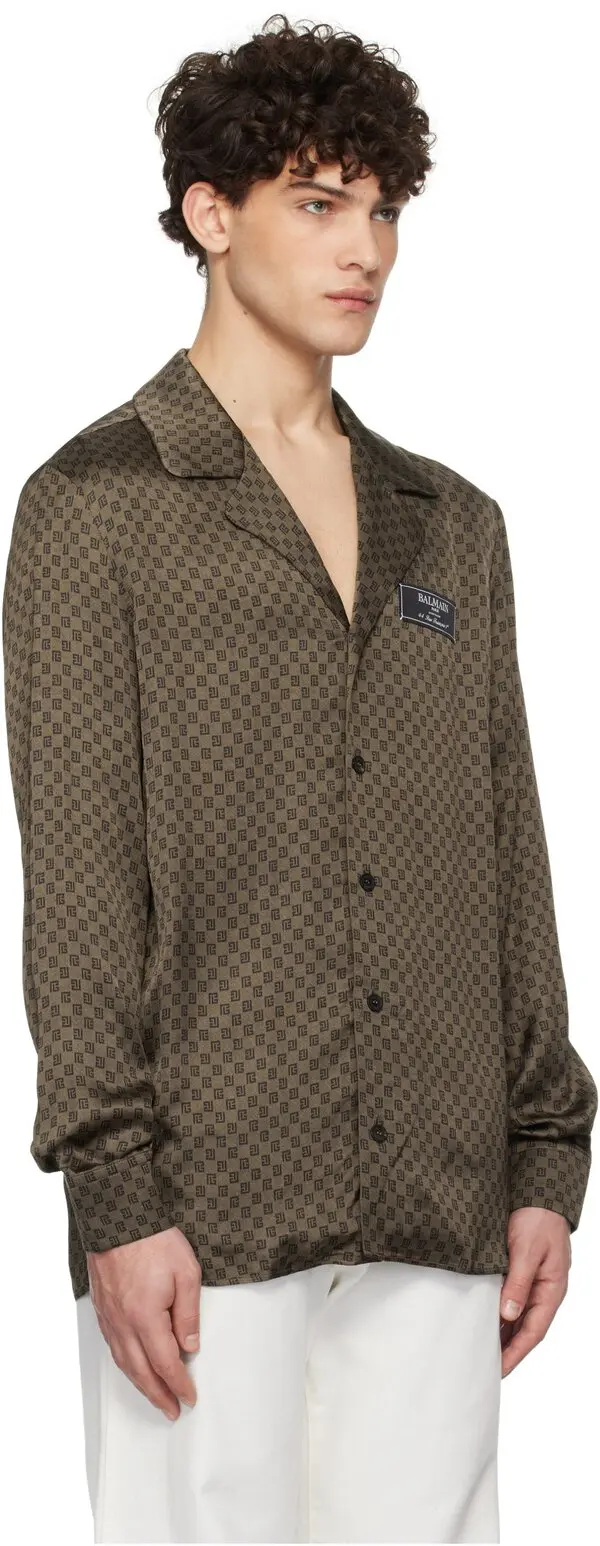 Balmain Monogram-print Satin Shirt