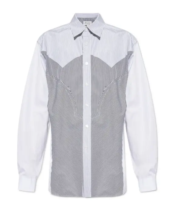 MAISON MARGIELA Panelled Striped Button-up Shirt - No