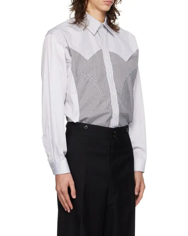 MAISON MARGIELA Panelled Striped Button-up Shirt - White
