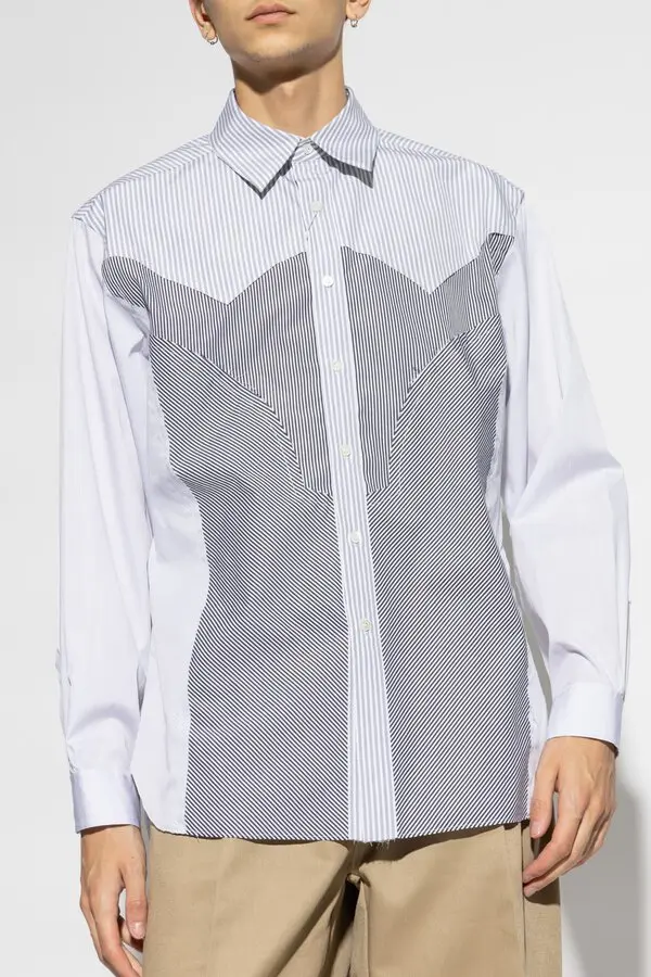 MAISON MARGIELA Panelled Striped Button-up Shirt - White