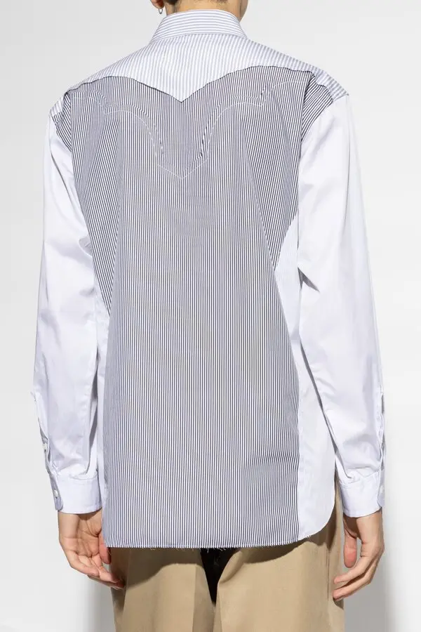 MAISON MARGIELA Panelled Striped Button-up Shirt - White