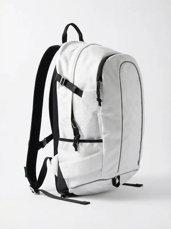 Gucci Monogrammed Zipped Small Backpack - White