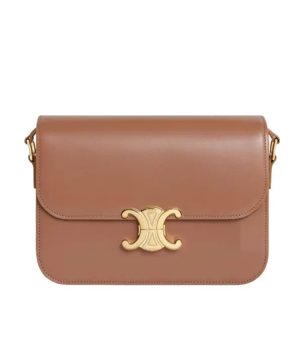 Celine Classique Triomphe Bag In Shiny Calfskin - Brown