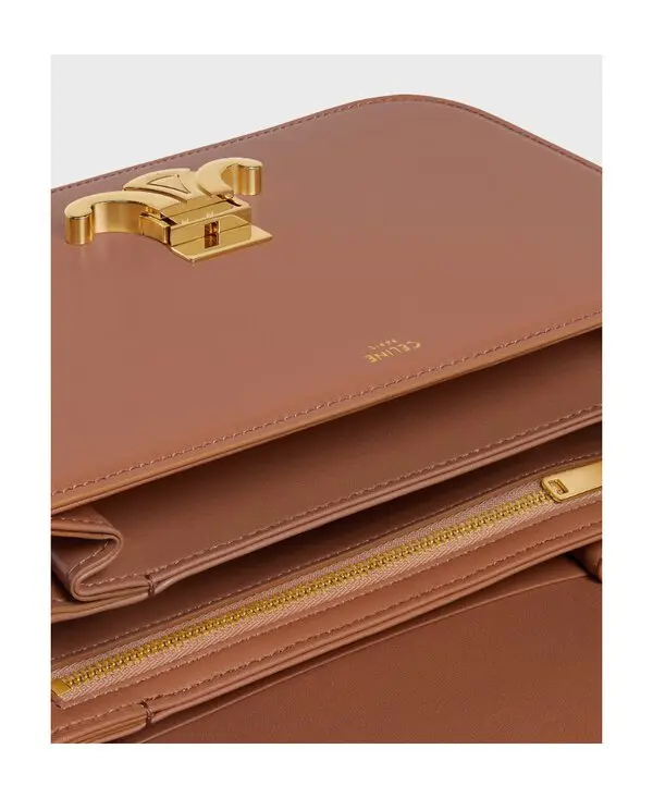 Celine Classique Triomphe Bag In Shiny Calfskin - Brown