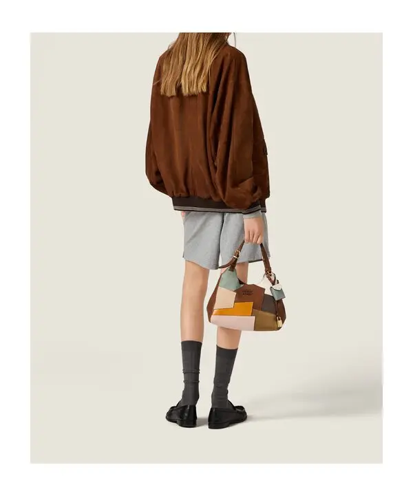 Miu Miu Suede Bomber Jacket With Embossed Monogram