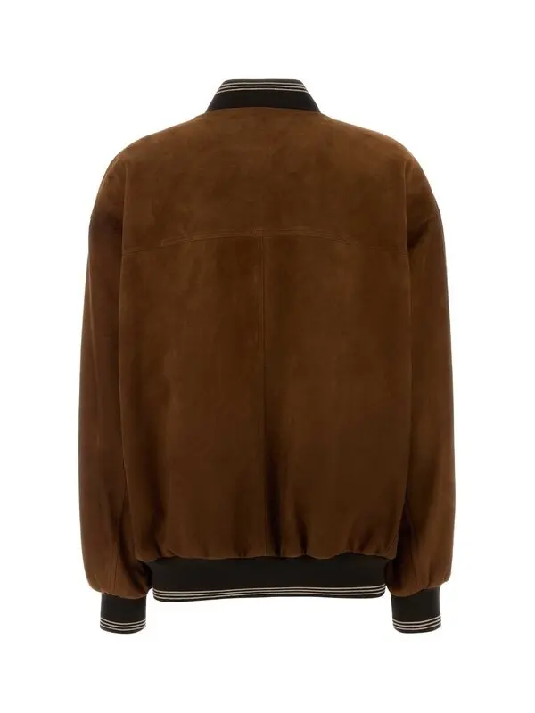 Miu Miu Suede Bomber Jacket With Embossed Monogram