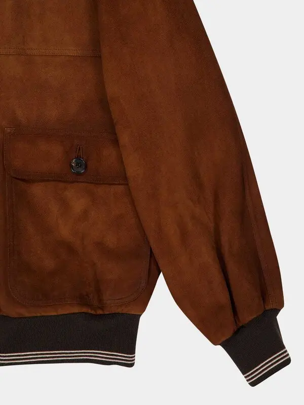 Miu Miu Suede Bomber Jacket With Embossed Monogram