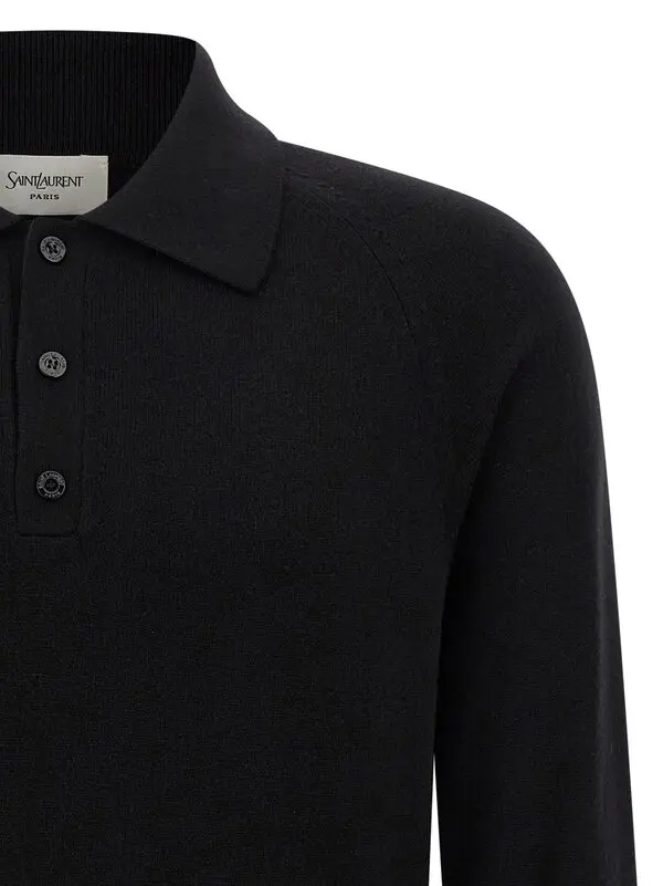 Saint Laurent Long-sleeved Polo Sweater