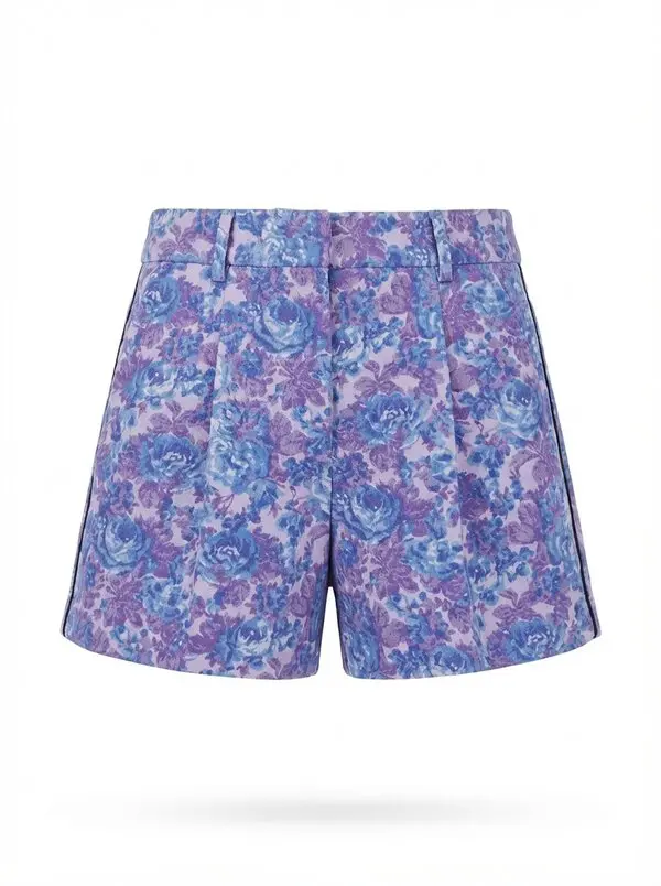Sportmax Floral Printed Pleated Shorts - Blue