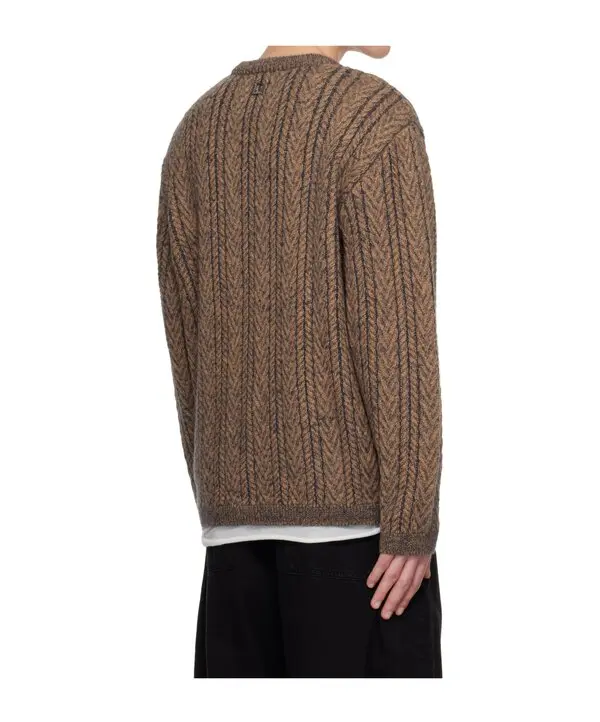 WOOYOUNGMI Ribbed Knit Crew Neck Sweater With Logo Detail