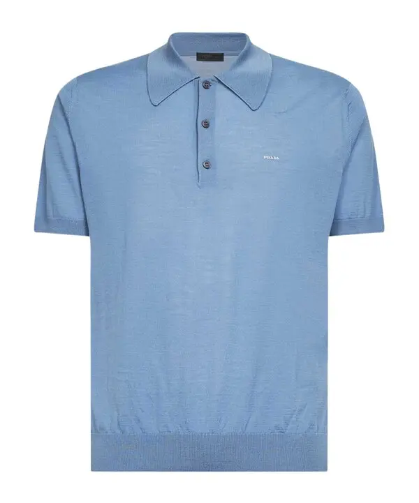 Prada Short-sleeved Knitted Polo Shirt - Pilot Blue