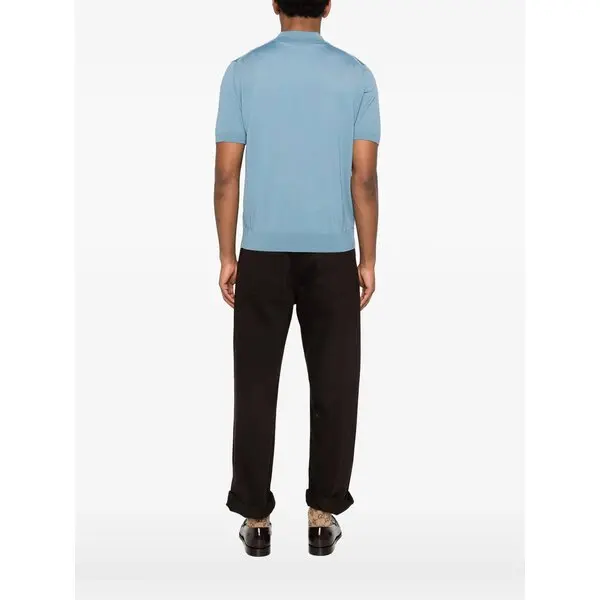 Prada Short-sleeved Knitted Polo Shirt - Pilot Blue