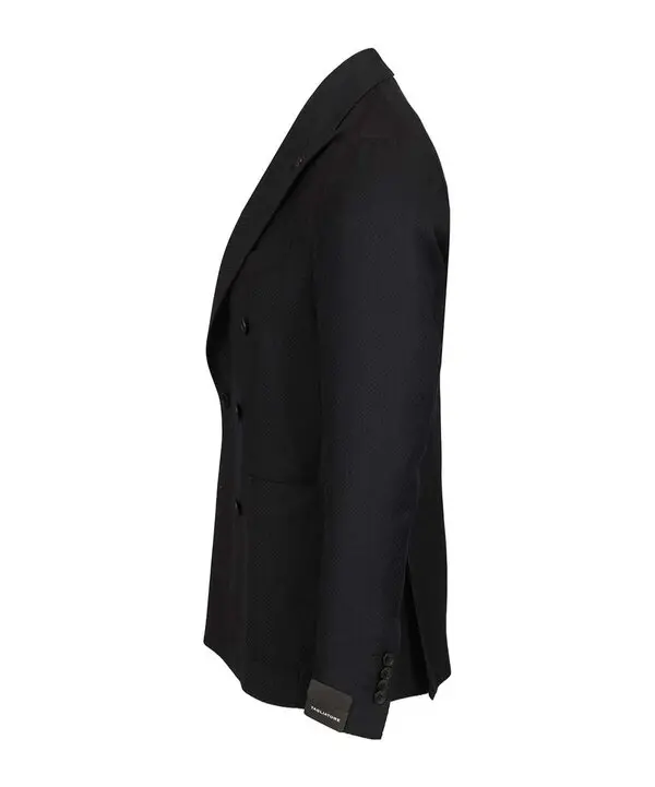 Tagliatore Double-breasted Herringbone Blazer - Black