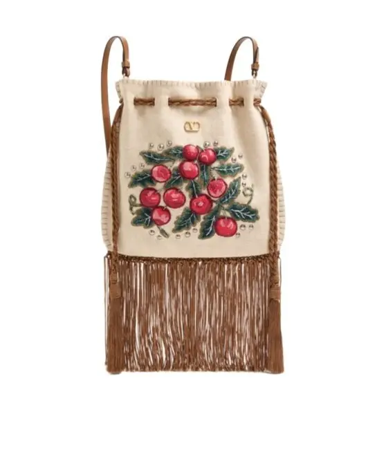 Valentino Garavani Embellished Cherry Bucket Bag