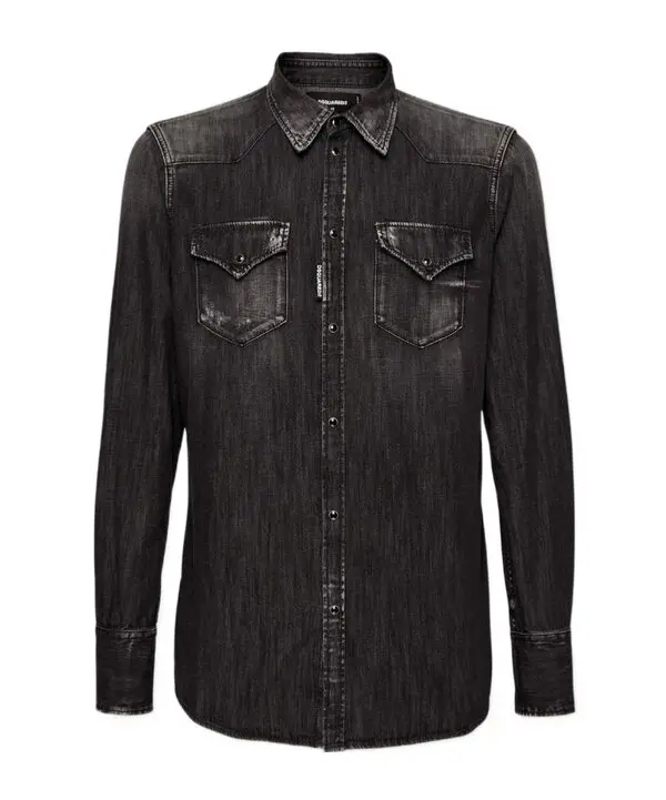Dsquared2 Distressed Denim Shirt - Black