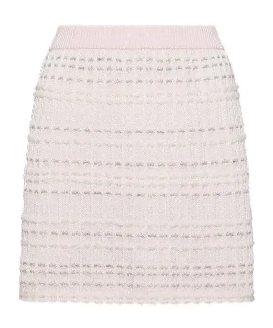 Thom Browne Seersucker Knit Tweed Jacquard Mini Skirt - White