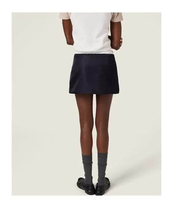 Miu Miu Technical Gabardine Mini Skirt With Zip Pocket