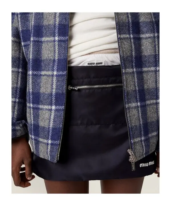 Miu Miu Technical Gabardine Mini Skirt With Zip Pocket