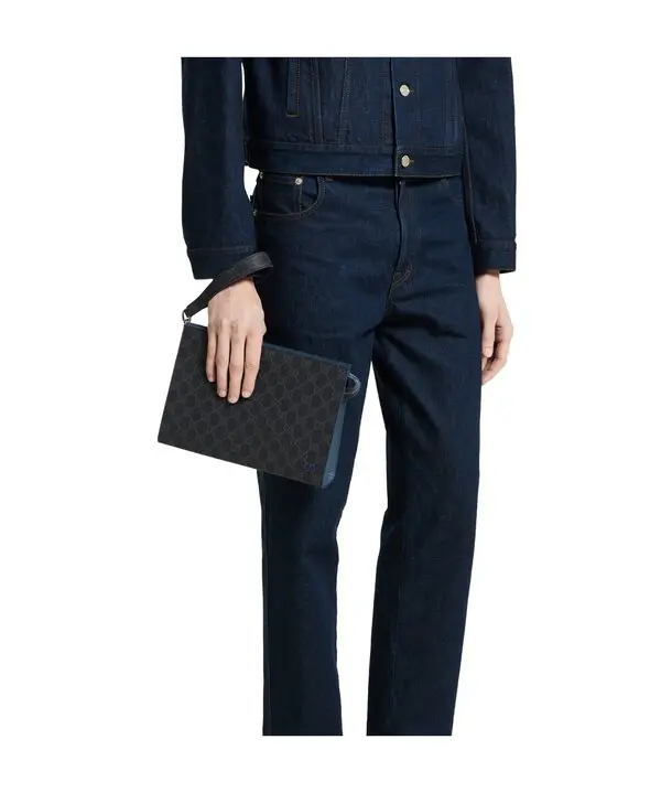 Gucci Monogrammed Clutch Bag With Detachable Wrist Strap